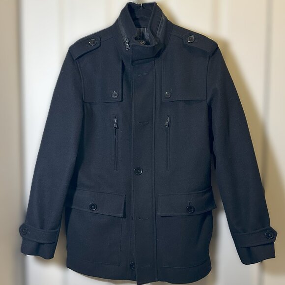 Express | Jackets & Coats | Express Mens Black Single Breasted Pea Coat ...